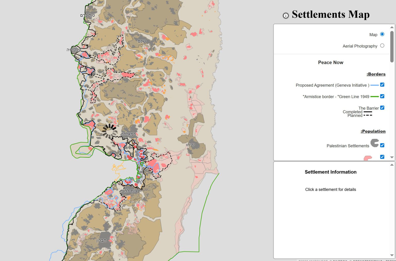 Peace Now Maps and GIS layers